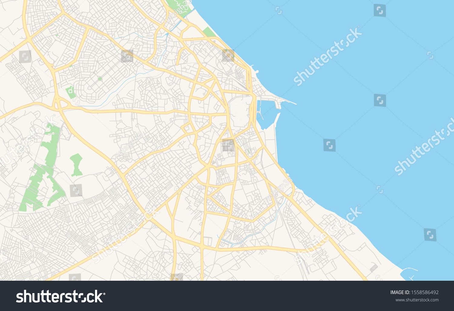Printable street map of Sousse, Tunisia. Map - Royalty Free Stock ...