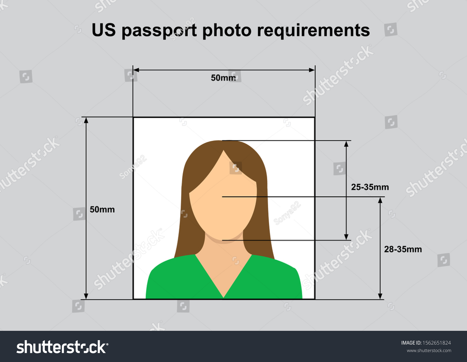 Us Passport Photo Requirements Standard Of Royalty Free Stock Vector 1562651824