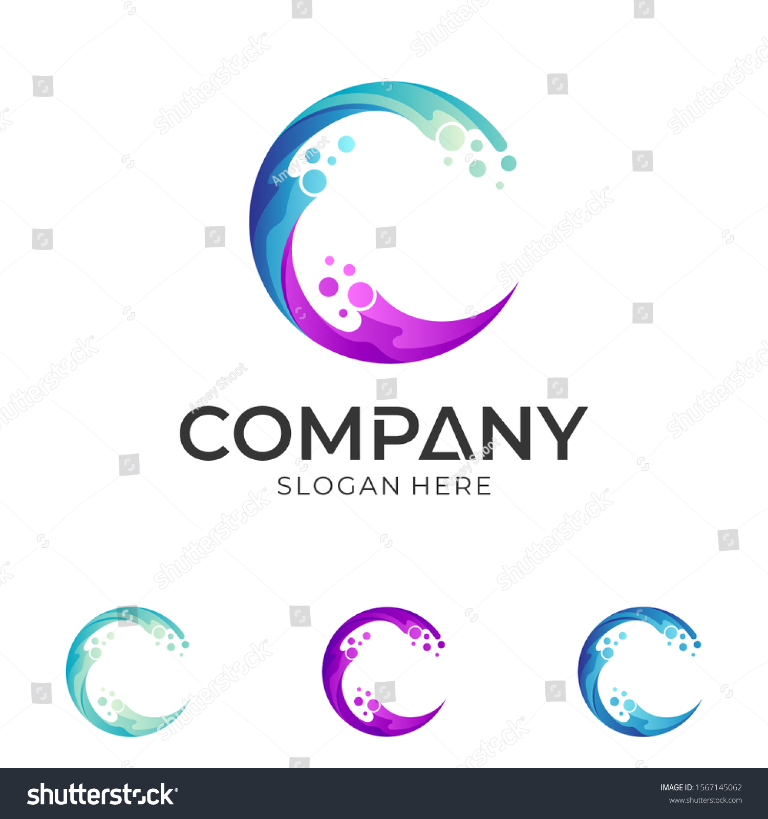 Letter C Wave Logo Concept, Water Splash Vector - Royalty Free Stock ...