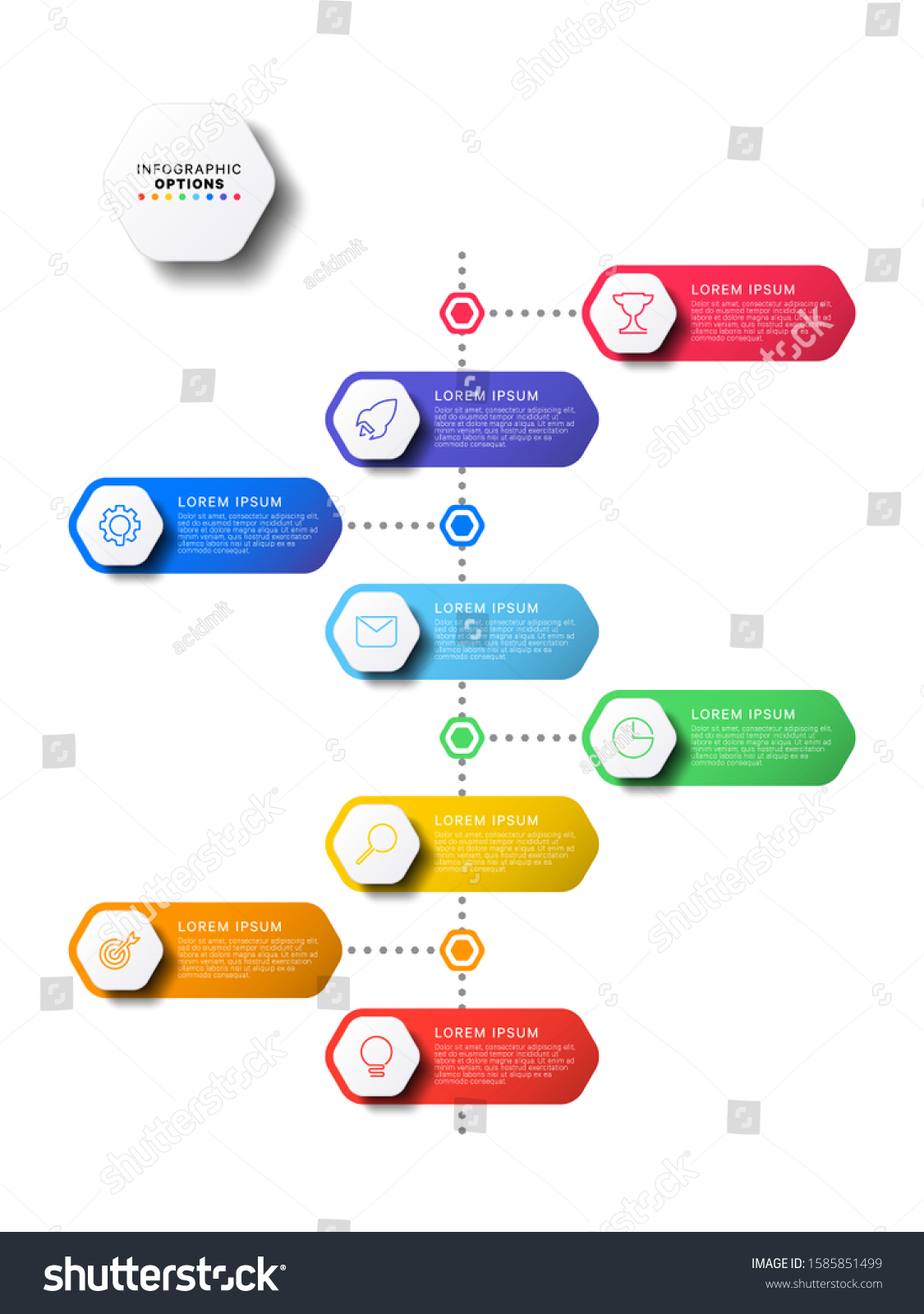 vertical timeline infographic with hexagonal - Royalty Free Stock ...