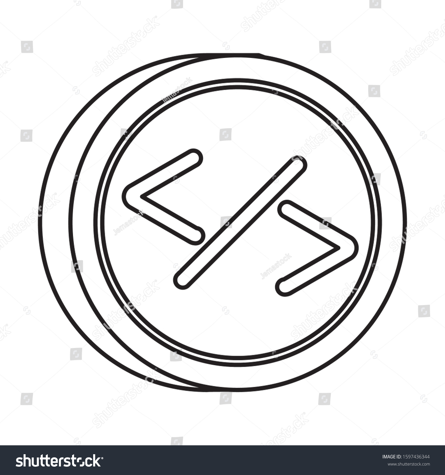 Programming Symbols In Button Icon Vector - Royalty Free Stock Vector