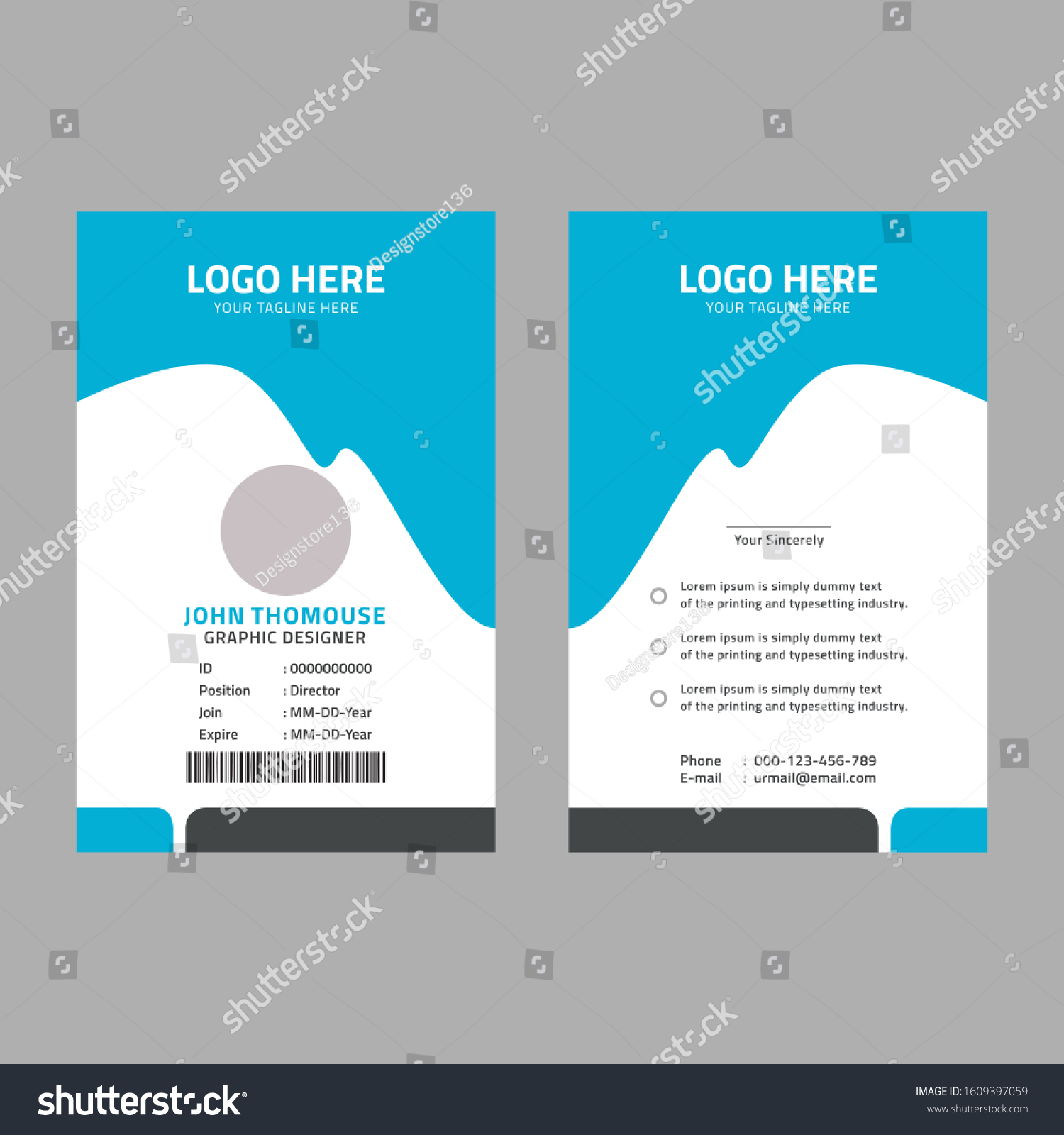Corporate blue id card template design - Vector - Royalty Free Stock ...