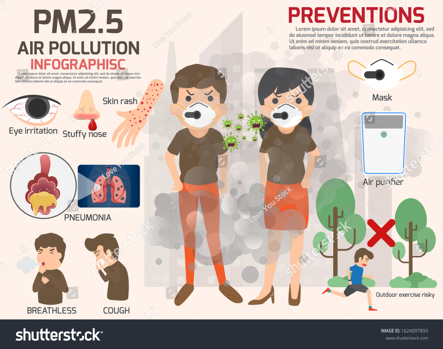 Environmental Pollution Infographics Set With Royalty Free Stock
