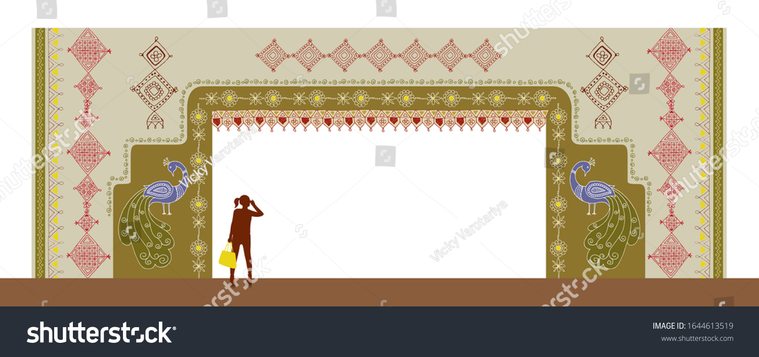 Indian traditional gate design. Vector artwork - Royalty Free Stock ...
