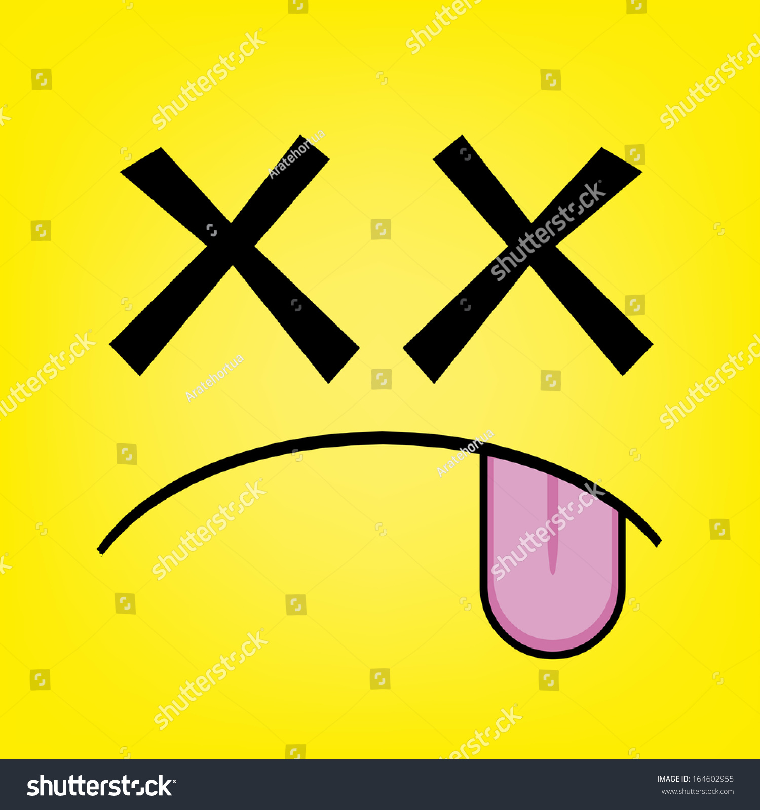 A Vector Cute Cartoon Yellow Dead Face - Royalty Free Stock Vector ...