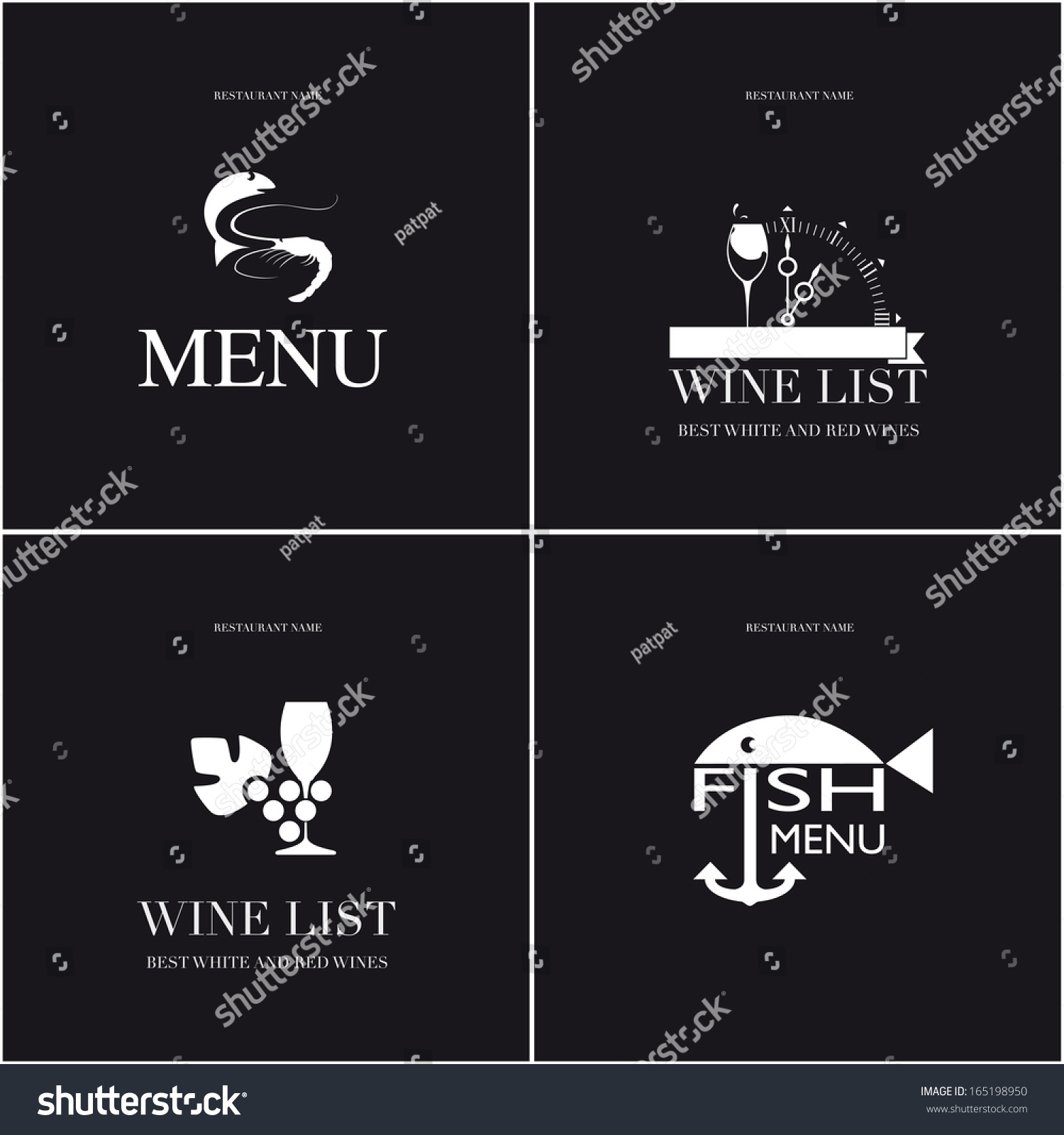 Covers for the menu and wine list - Royalty Free Stock Vector 165198950 ...