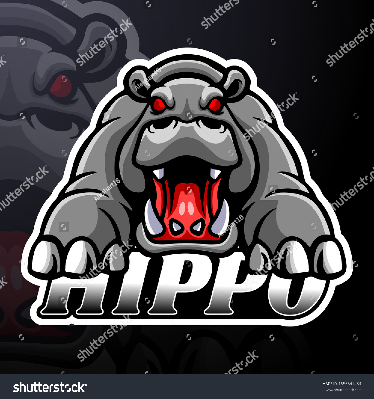 Hippo Esport Logo Mascot Design Royalty Free Stock Vector 1655541484