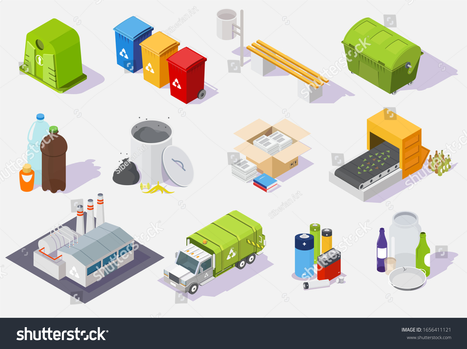 Waste sorting and recycling process isometric - Royalty Free Stock ...