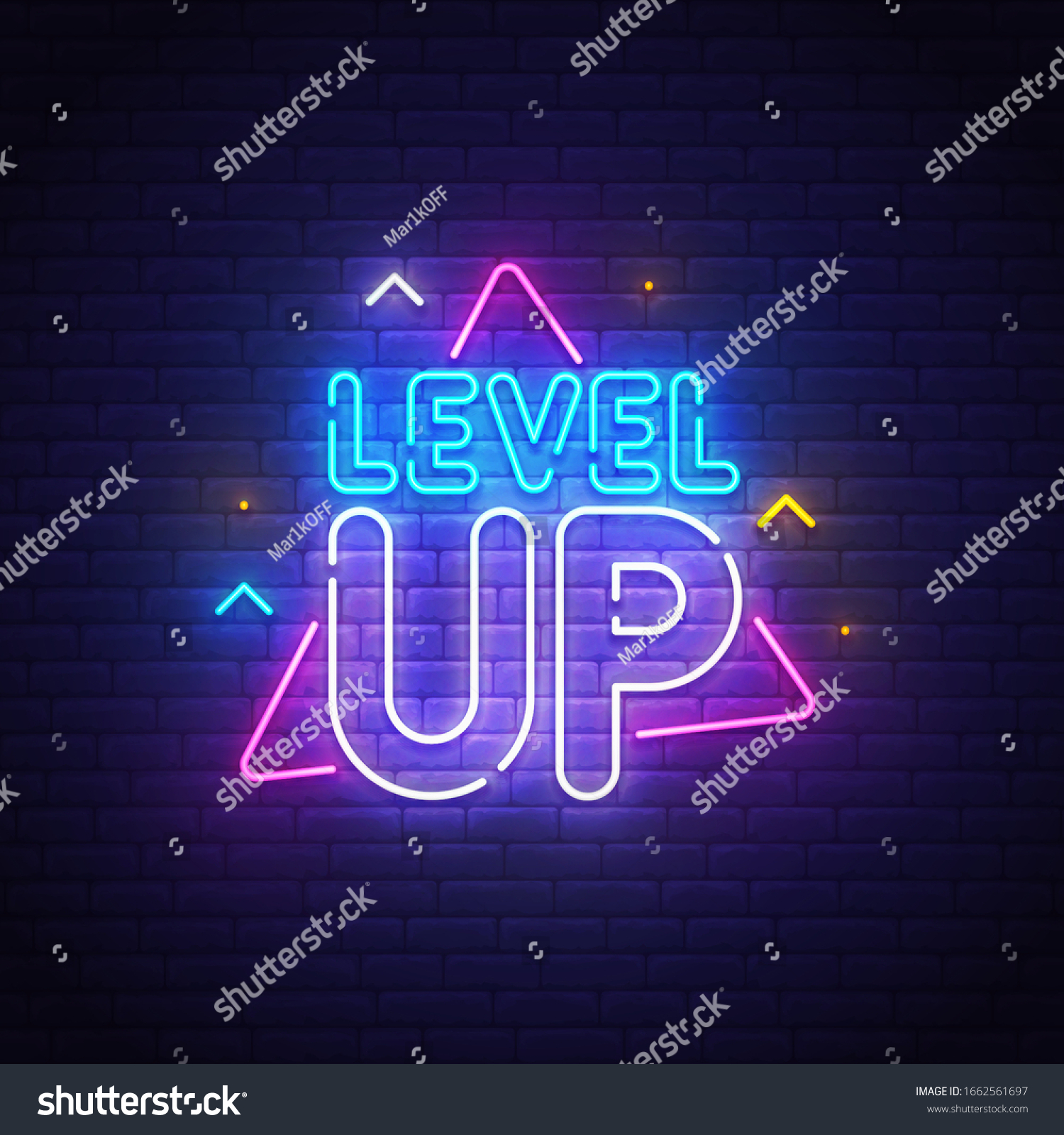 Game popup. Level up neon sign, bright signboard - Royalty Free Stock ...
