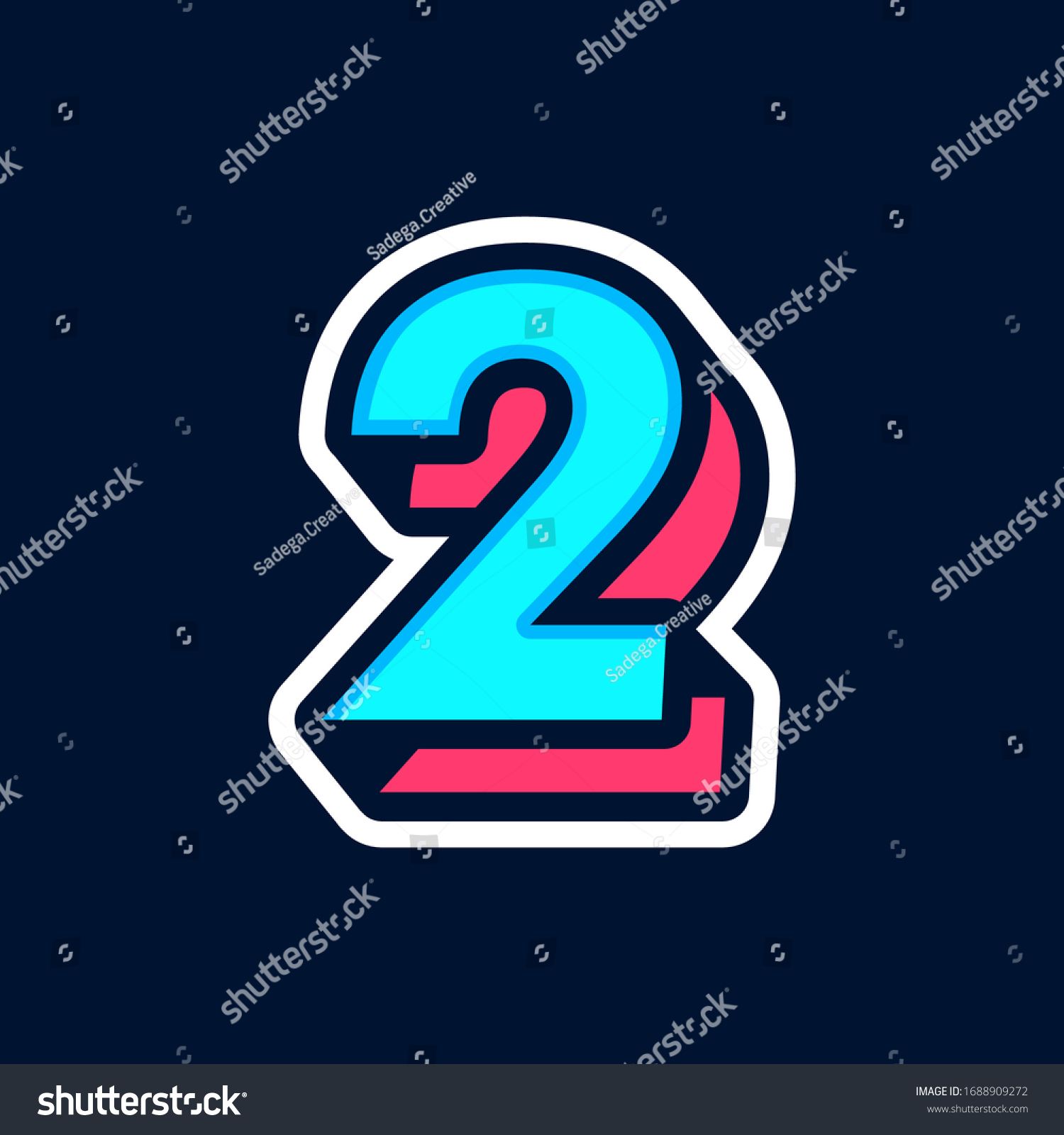 text effect cool modern font Number Two, 2. for - Royalty Free Stock ...