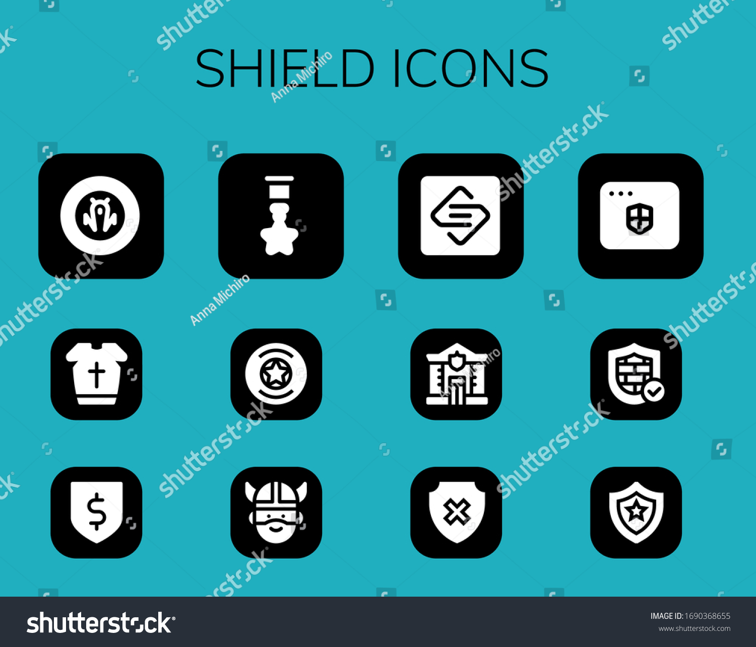 Shield Icon Set 12 Filled Shield Icons Simple Royalty Free Stock