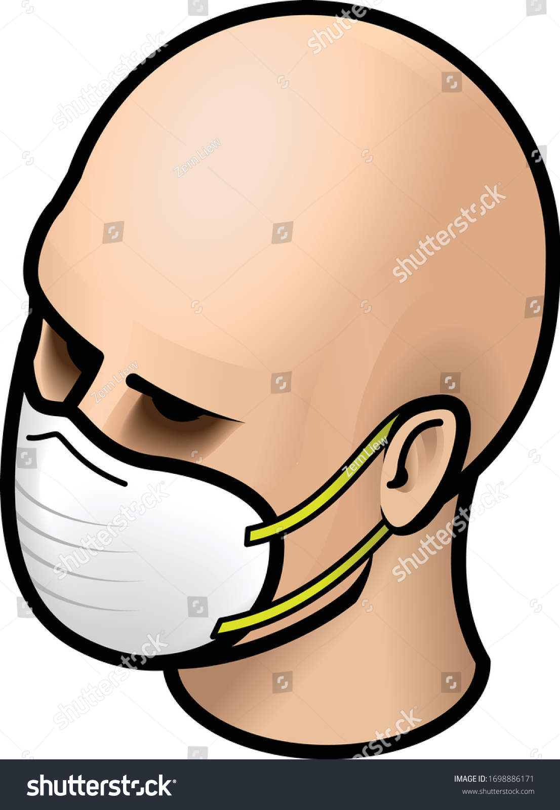 Head with white N95/KN95 medical face mask. - Royalty Free Stock Vector ...
