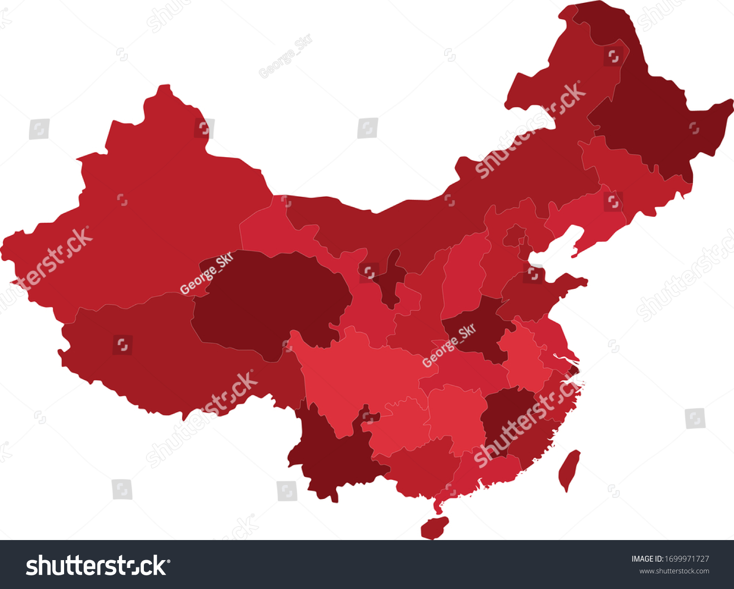 Map of China with separated regions polygons - Royalty Free Stock ...