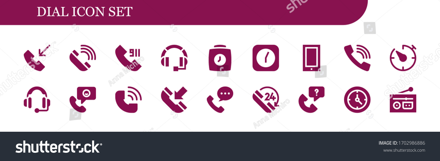 dial icon set. 18 filled dial icons. Simple - Royalty Free Stock Vector ...
