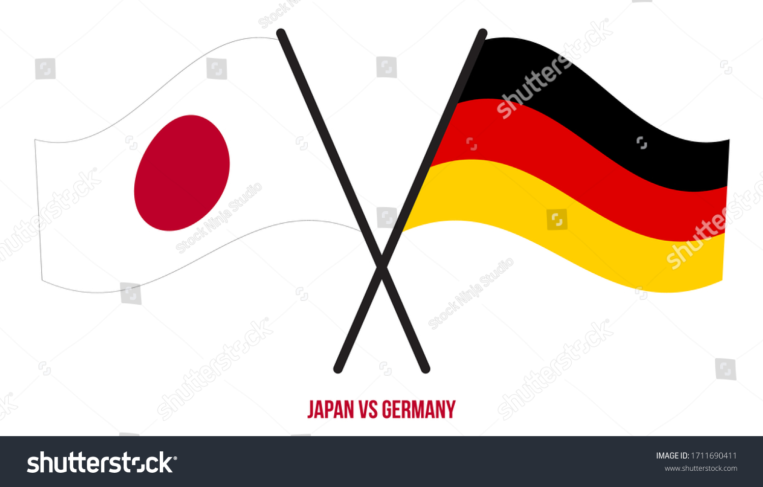Japan and Germany Flags Crossed And Waving Flat - Royalty Free Stock ...
