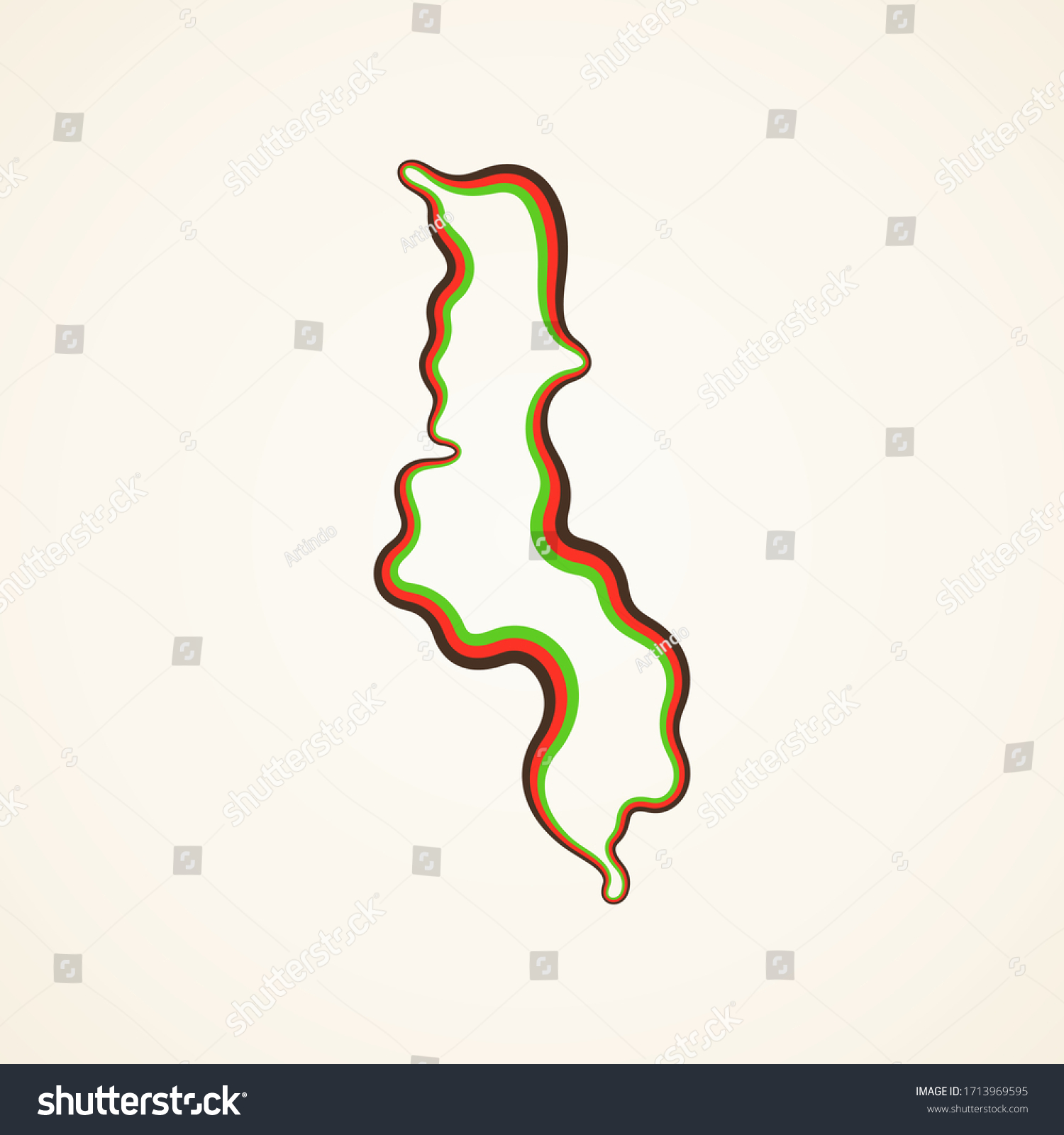 Outline Map Of Malawi Marked With Ribbon In Royalty Free Stock Vector