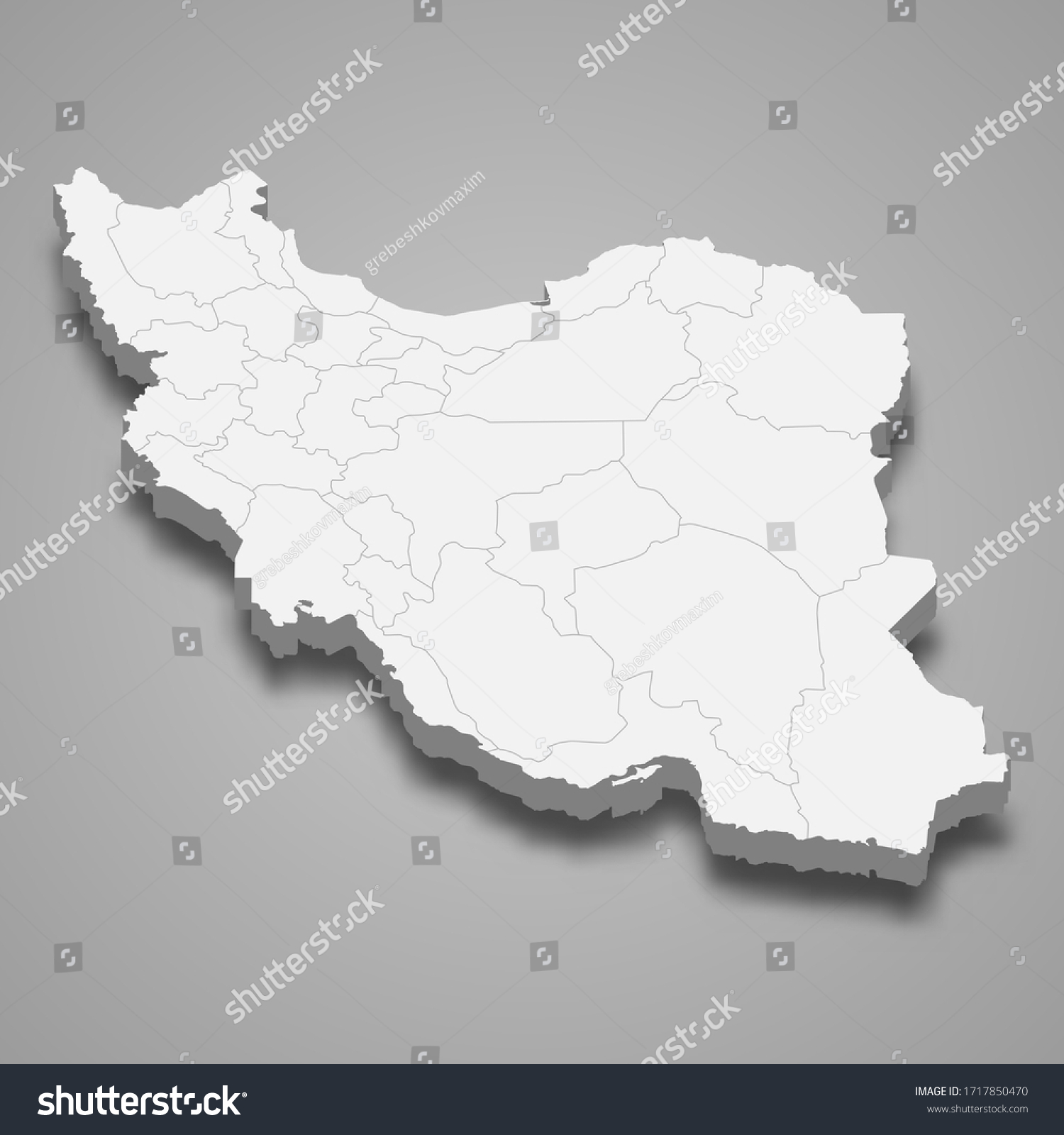3d map of Iran with borders of regions - Royalty Free Stock Vector ...