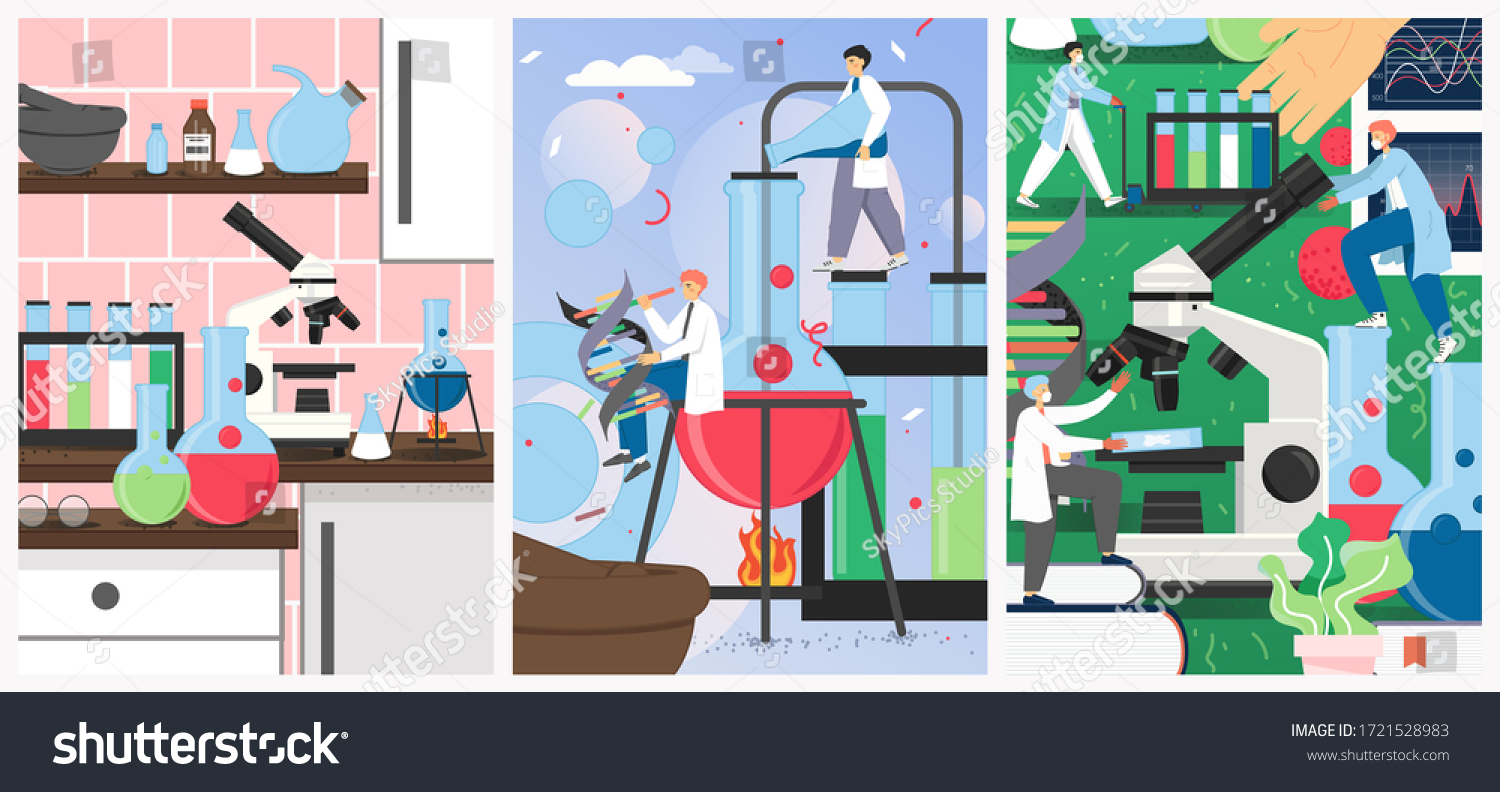 Science lab vector poster template set. Group of - Royalty Free Stock ...