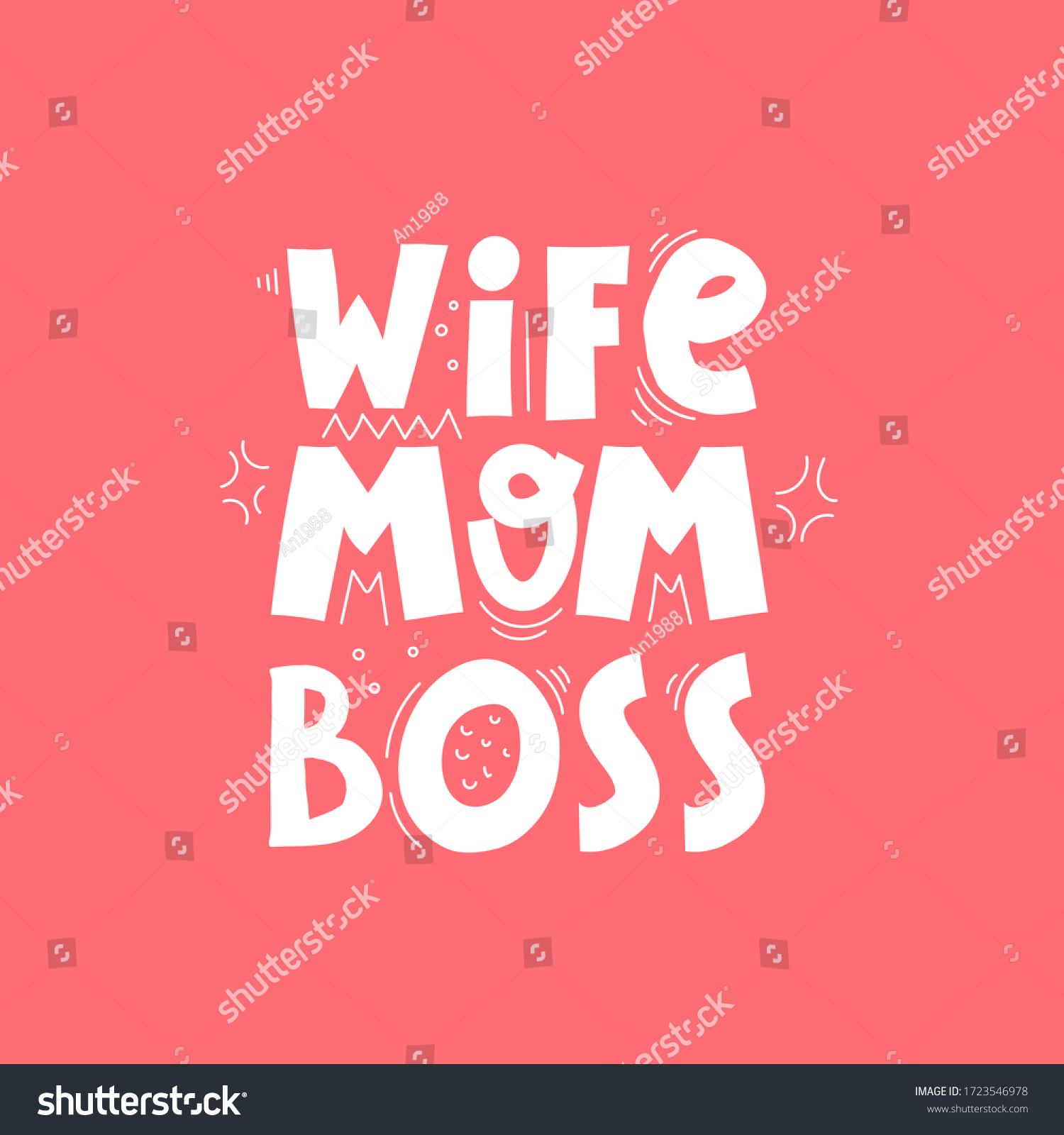Wife Mom Boss Hand Drawing Lettering Royalty Free Stock Vector