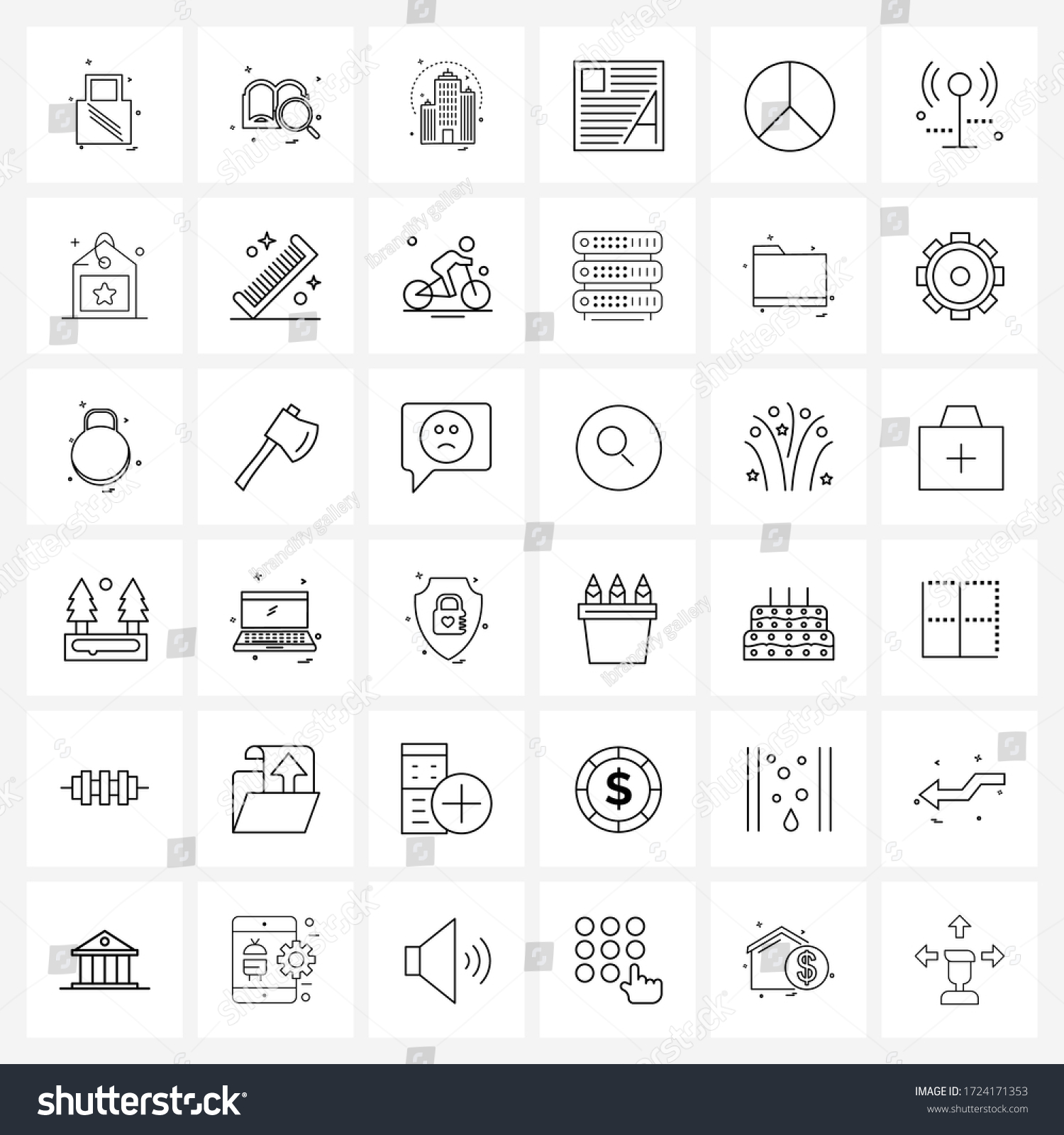 Line Icon Set of 36 Modern Symbols of banking; - Royalty Free Stock ...
