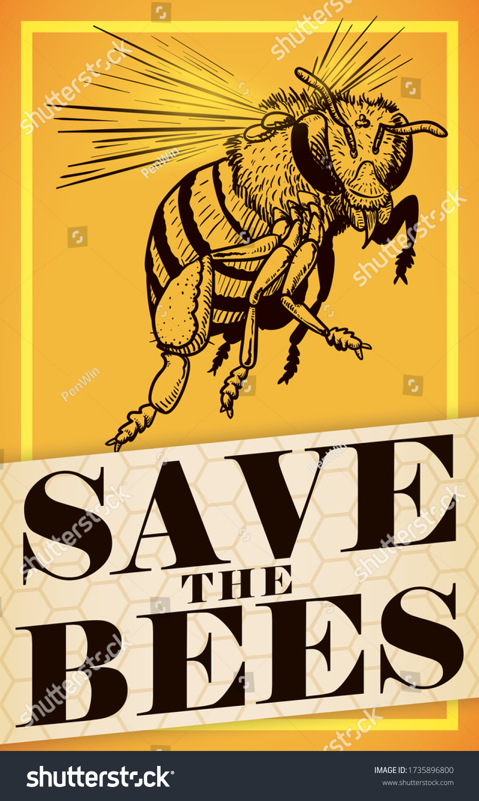 Commemorative design with realistic flying bee - Royalty Free Stock ...
