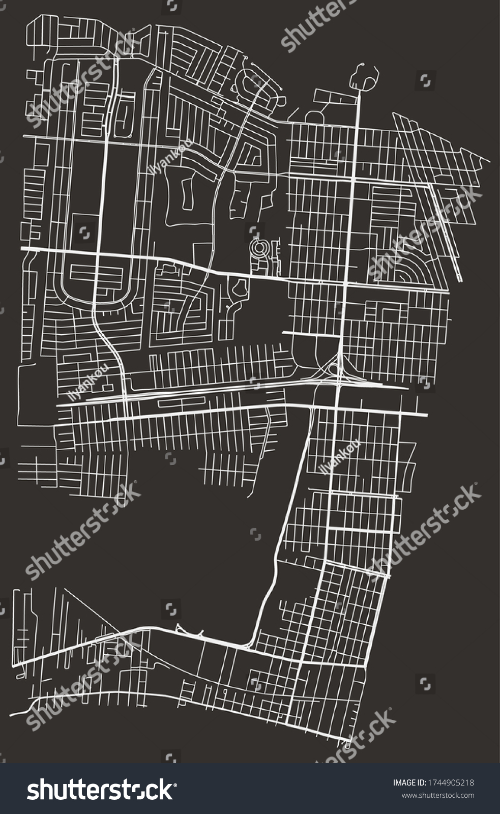 Street network map of Kenner, Louisiana, United - Royalty Free Stock ...