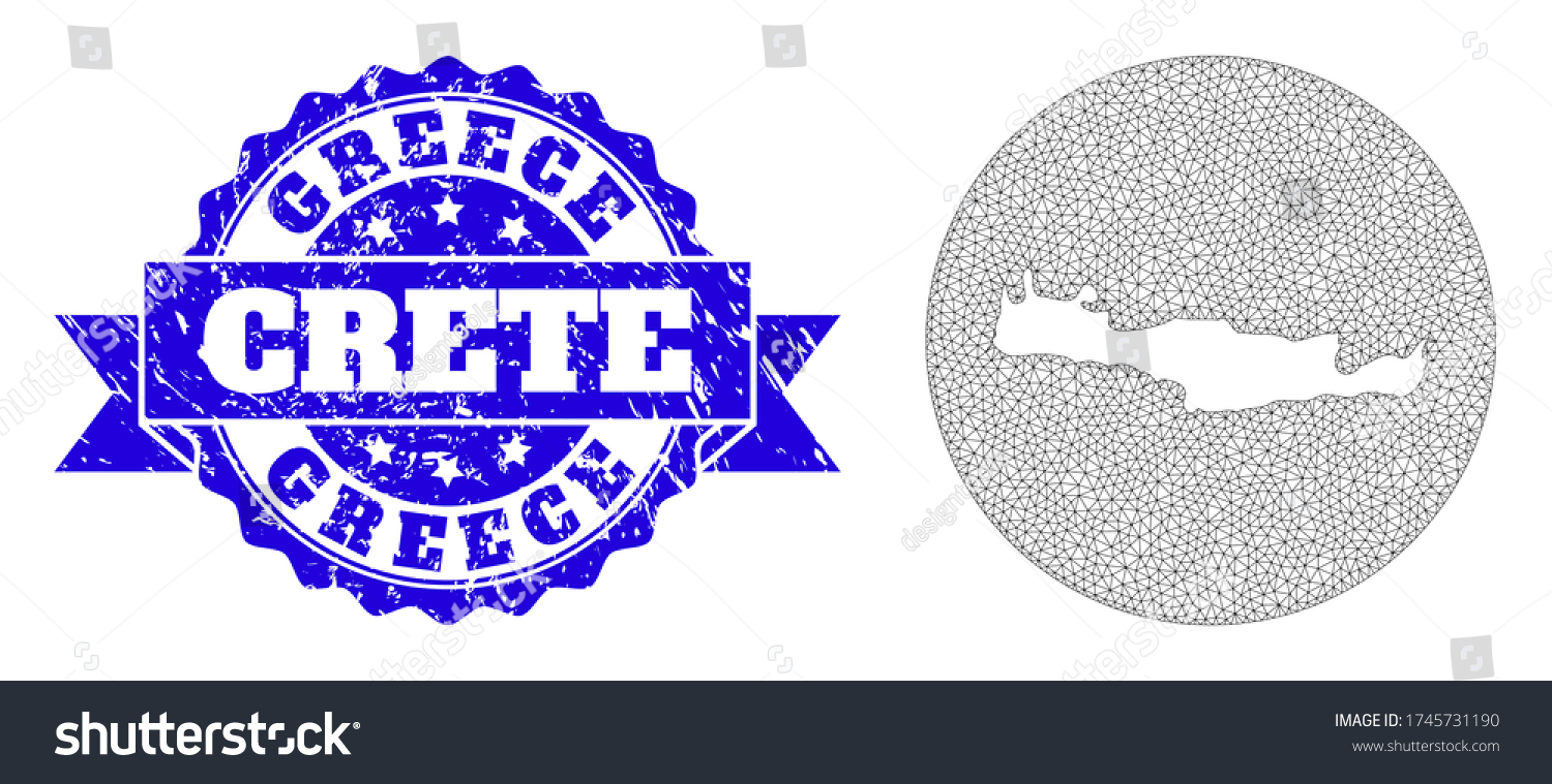 Mesh vector map of Crete Island with scratched - Royalty Free Stock ...