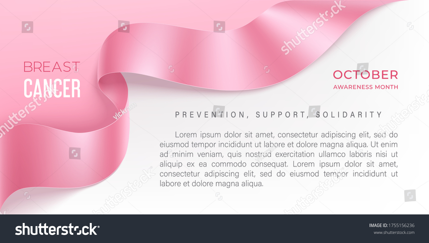 Breast cancer awareness horizontal banner with - Royalty Free Stock ...