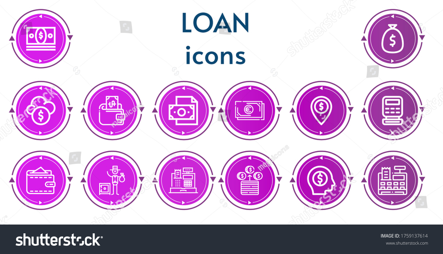 Editable 14 loan icons for web and mobile. Set - Royalty Free Stock ...