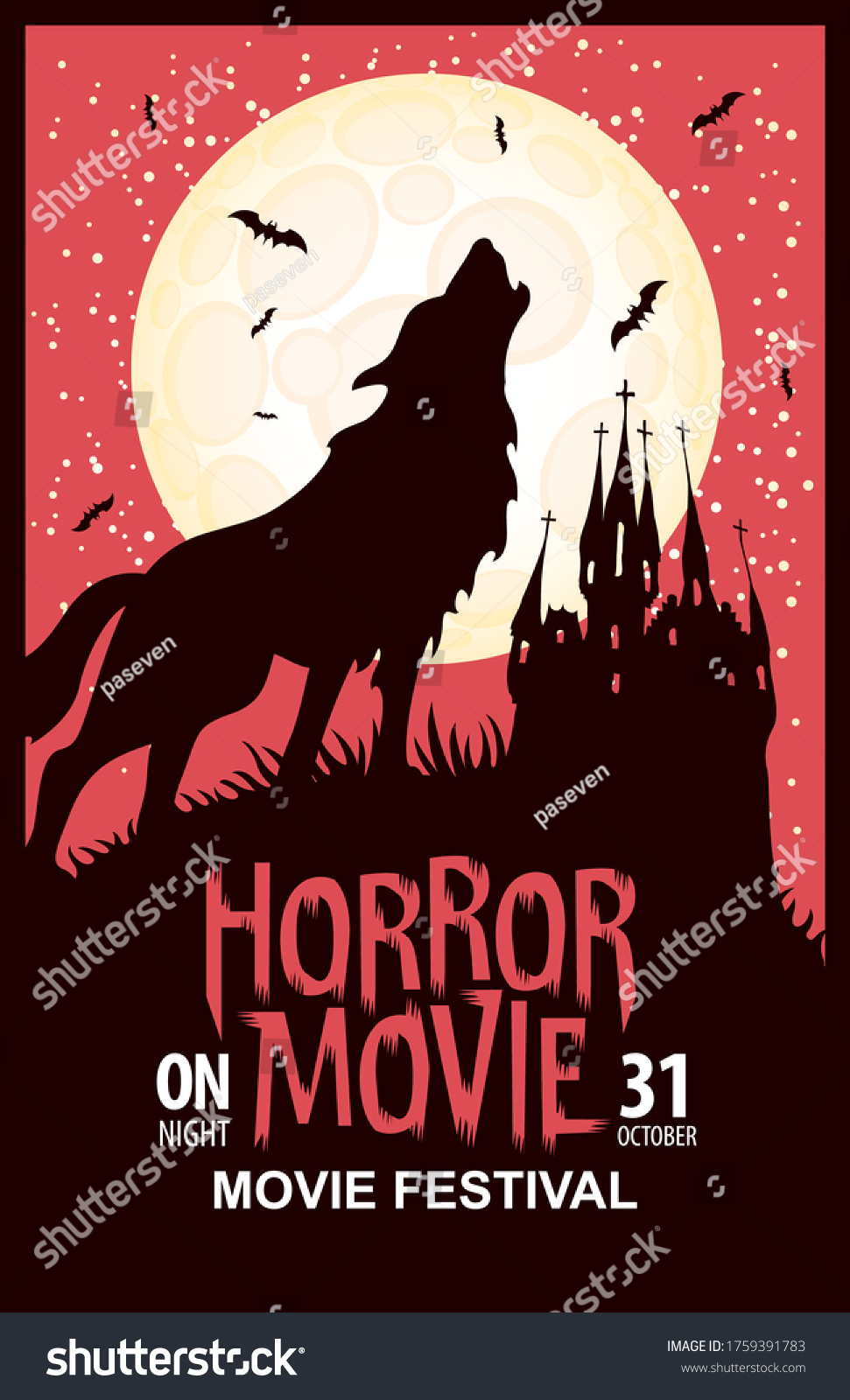Horror movie festival. Vector poster with a - Royalty Free Stock Vector ...