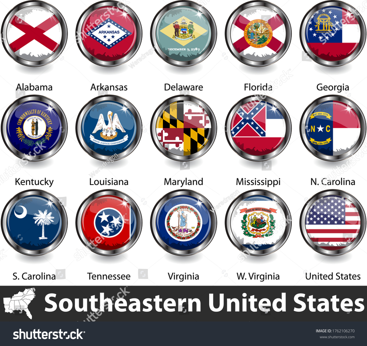Flags of Southeastern United States. Vector - Royalty Free Stock Vector ...