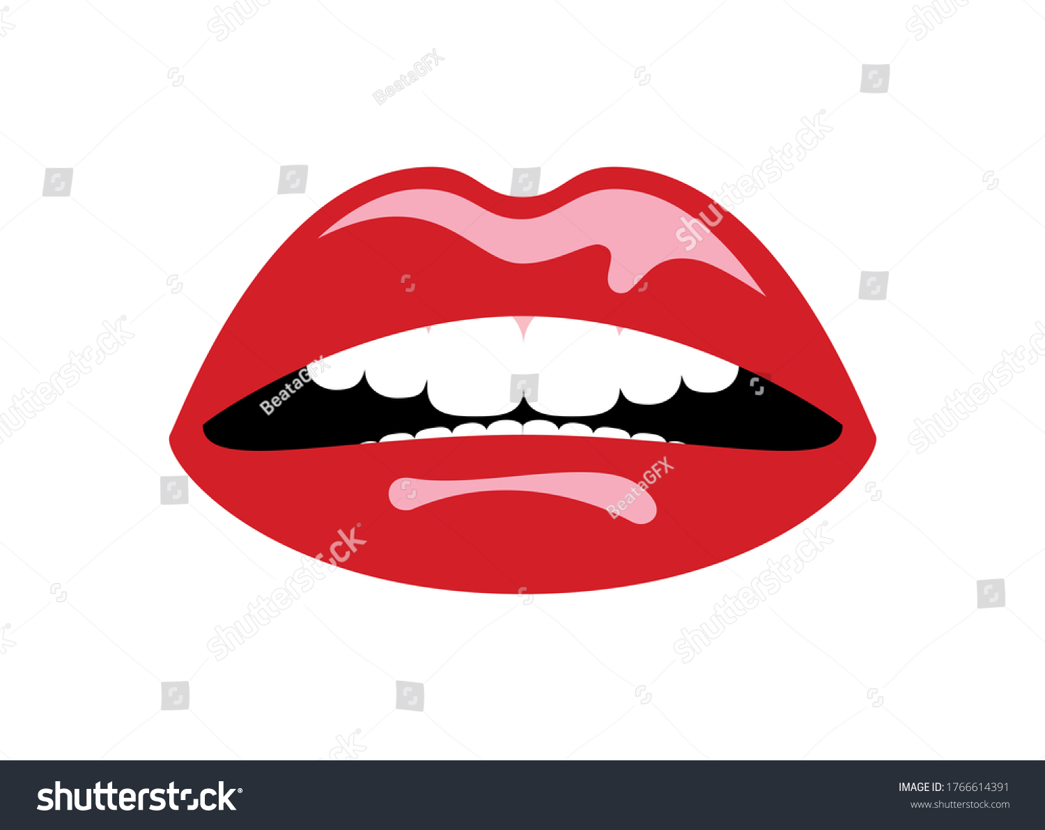 Sexy Mouth With Glossy Red Lipstick Vector Royalty Free Stock Vector