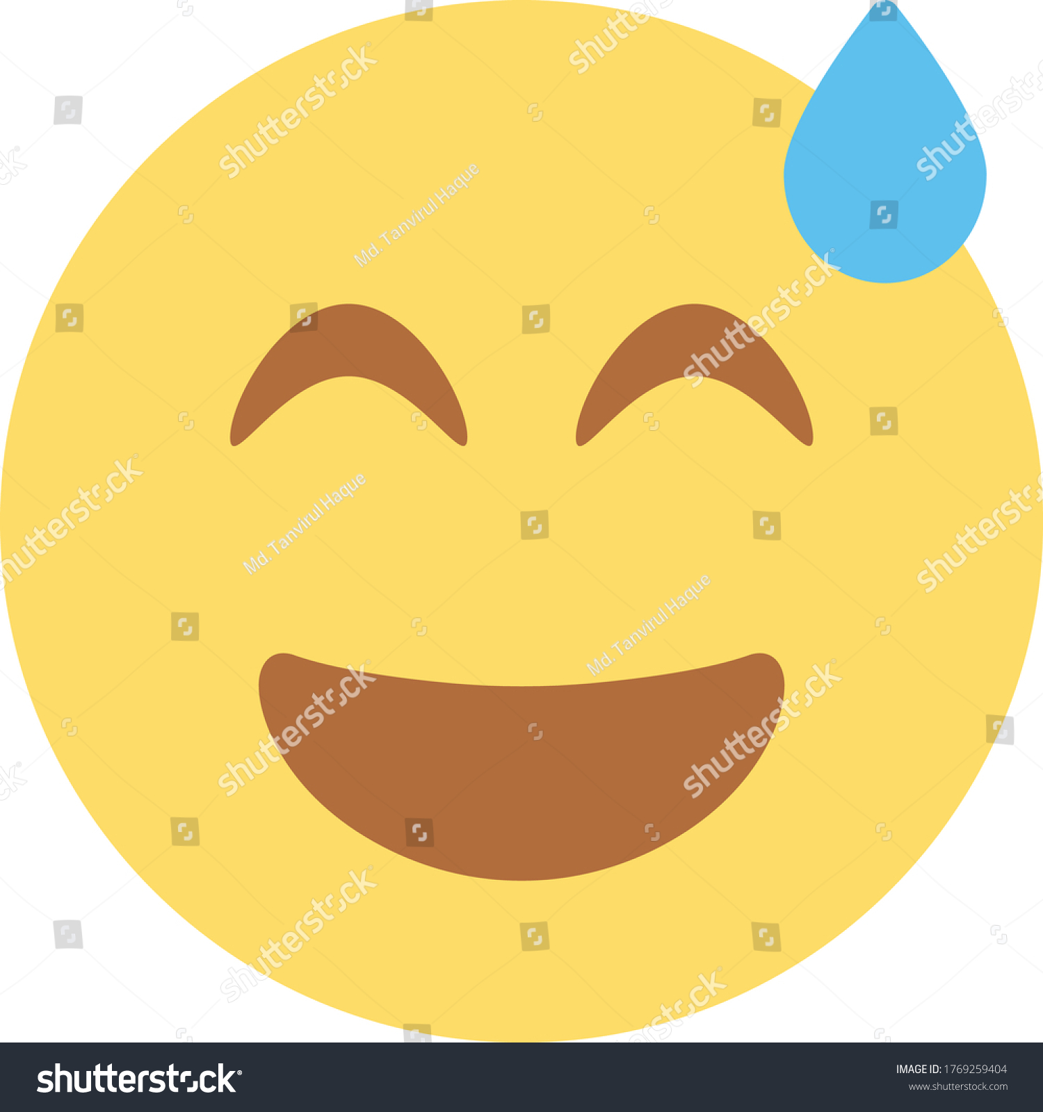 Grinning Emoji With Sweat Drop Emoticon Royalty Free Stock Vector 1769259404