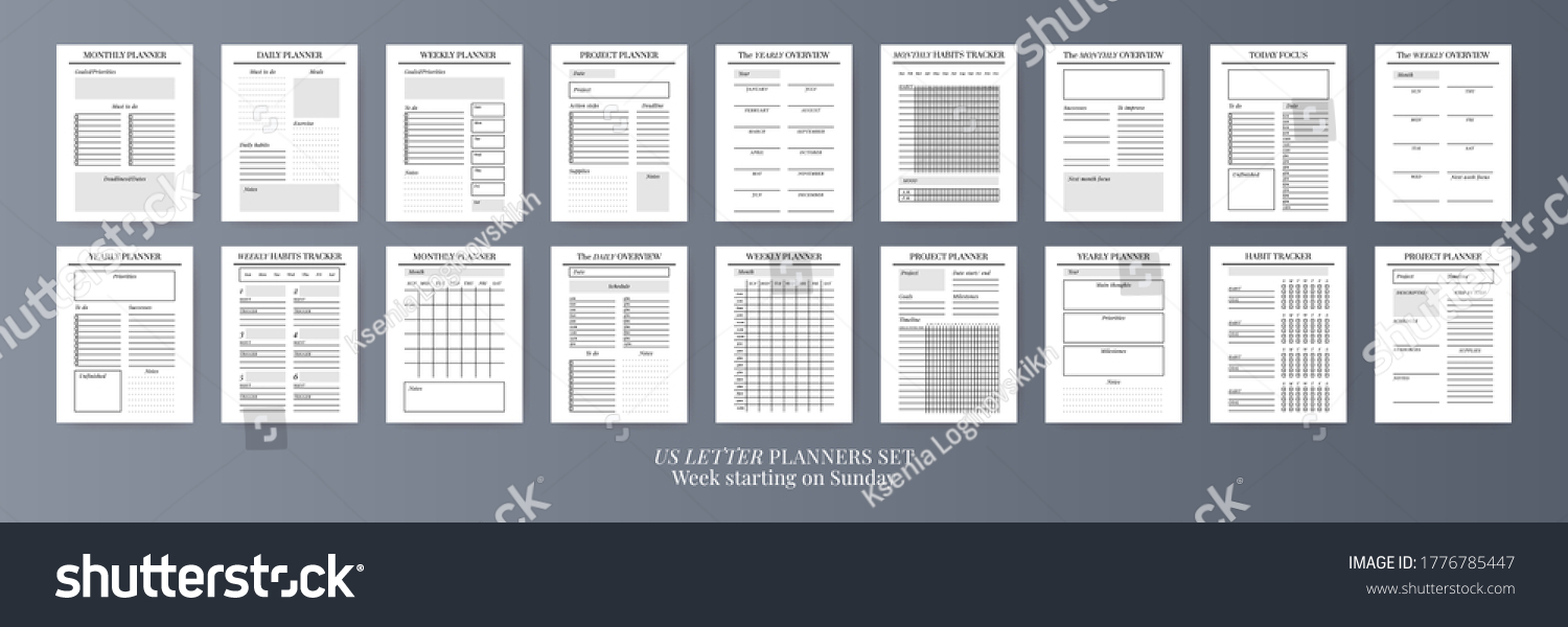 Paper size A4 Vector Planner templates set. - Royalty Free Stock Vector ...