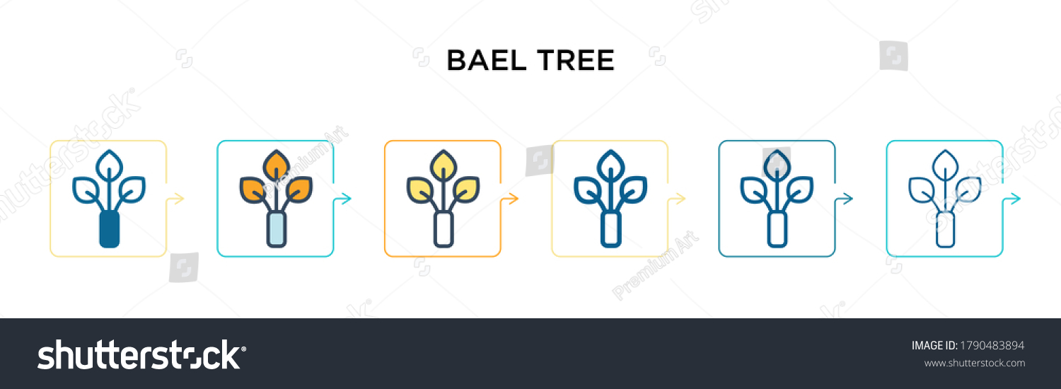 Bael tree vector icon in 6 different modern - Royalty Free Stock Vector ...