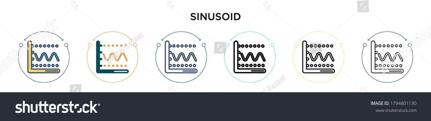 Sinusoid Icon In Filled Thin Line Outline And Royalty Free Stock