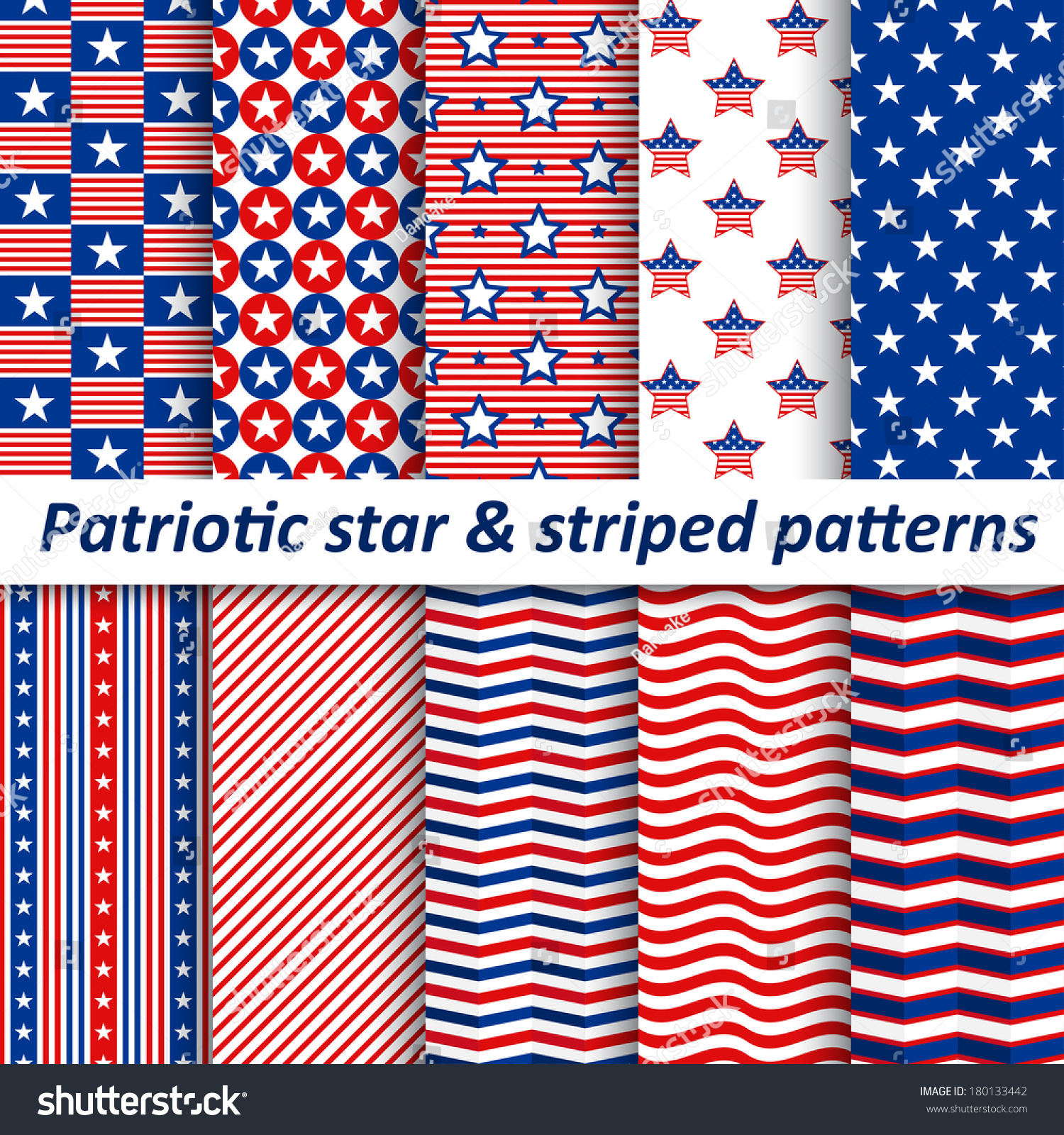 Seamless star & striped patterns - Royalty Free Stock Vector 180133442 ...