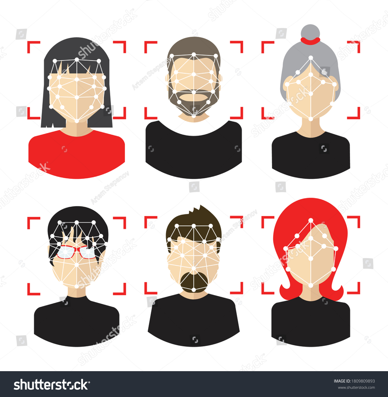 Face detection, digital recognition vector - Royalty Free Stock Vector ...