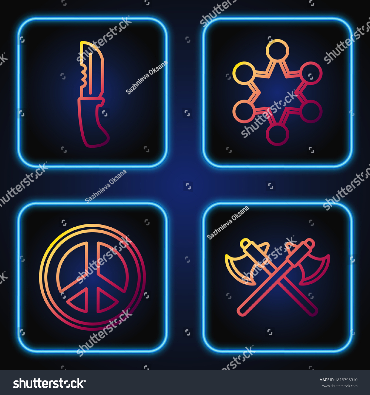 Set line Crossed medieval axes, Peace, Military - Royalty Free Stock ...