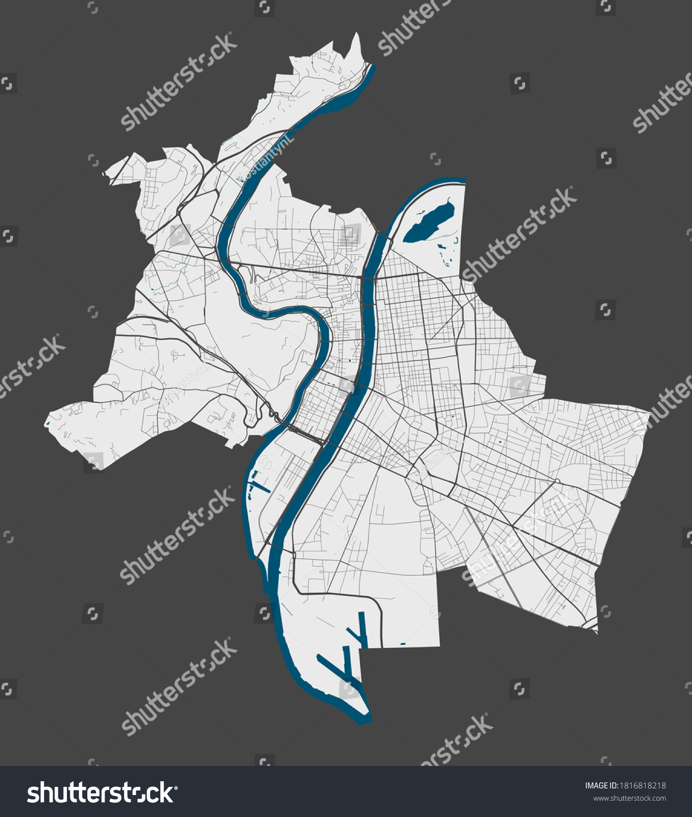 Lyon map. Detailed map of Lyon city - Royalty Free Stock Vector ...