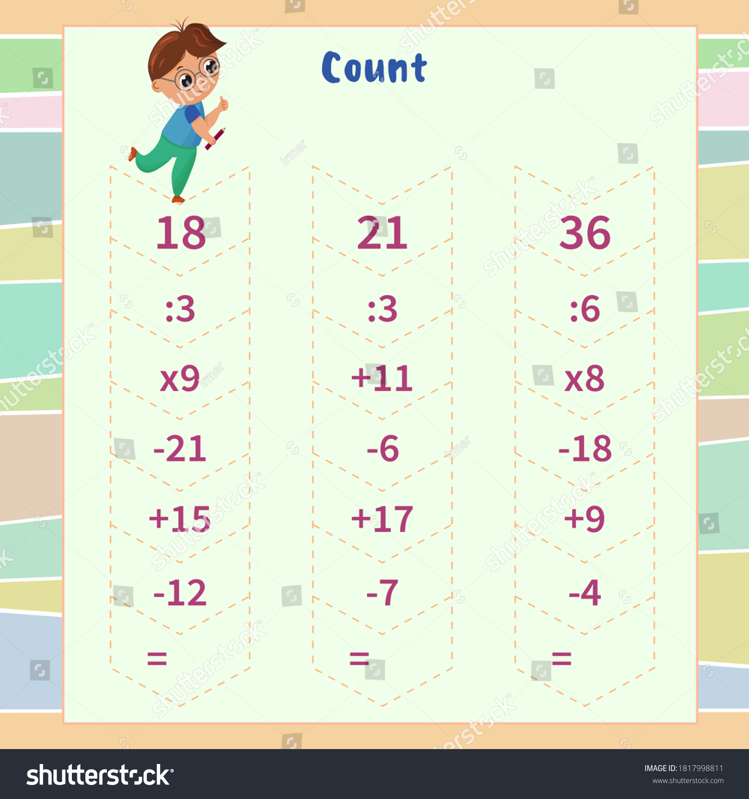 Math game for children. count the chain of - Royalty Free Stock Vector ...