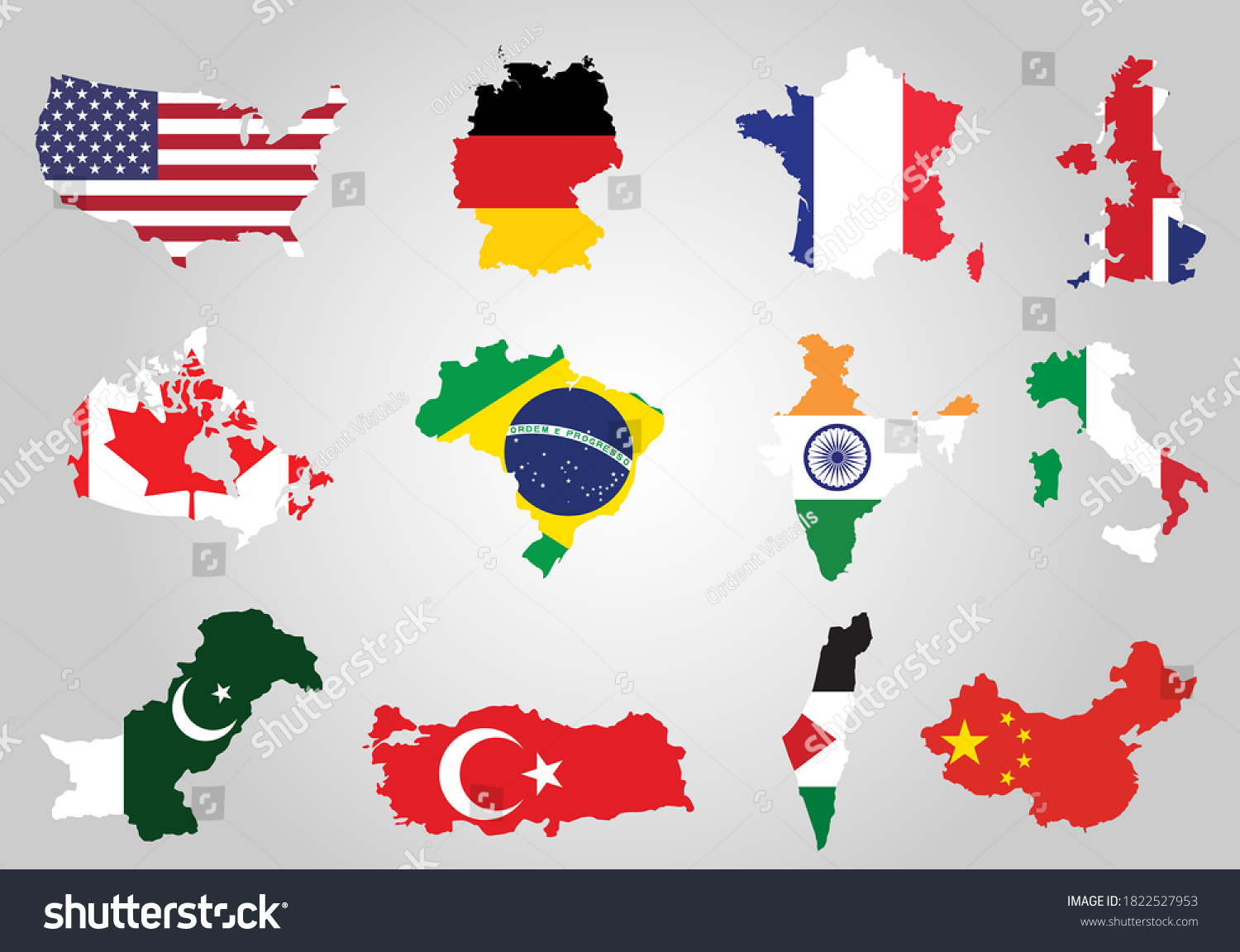 Map vector of World famous countries with their - Royalty Free Stock ...
