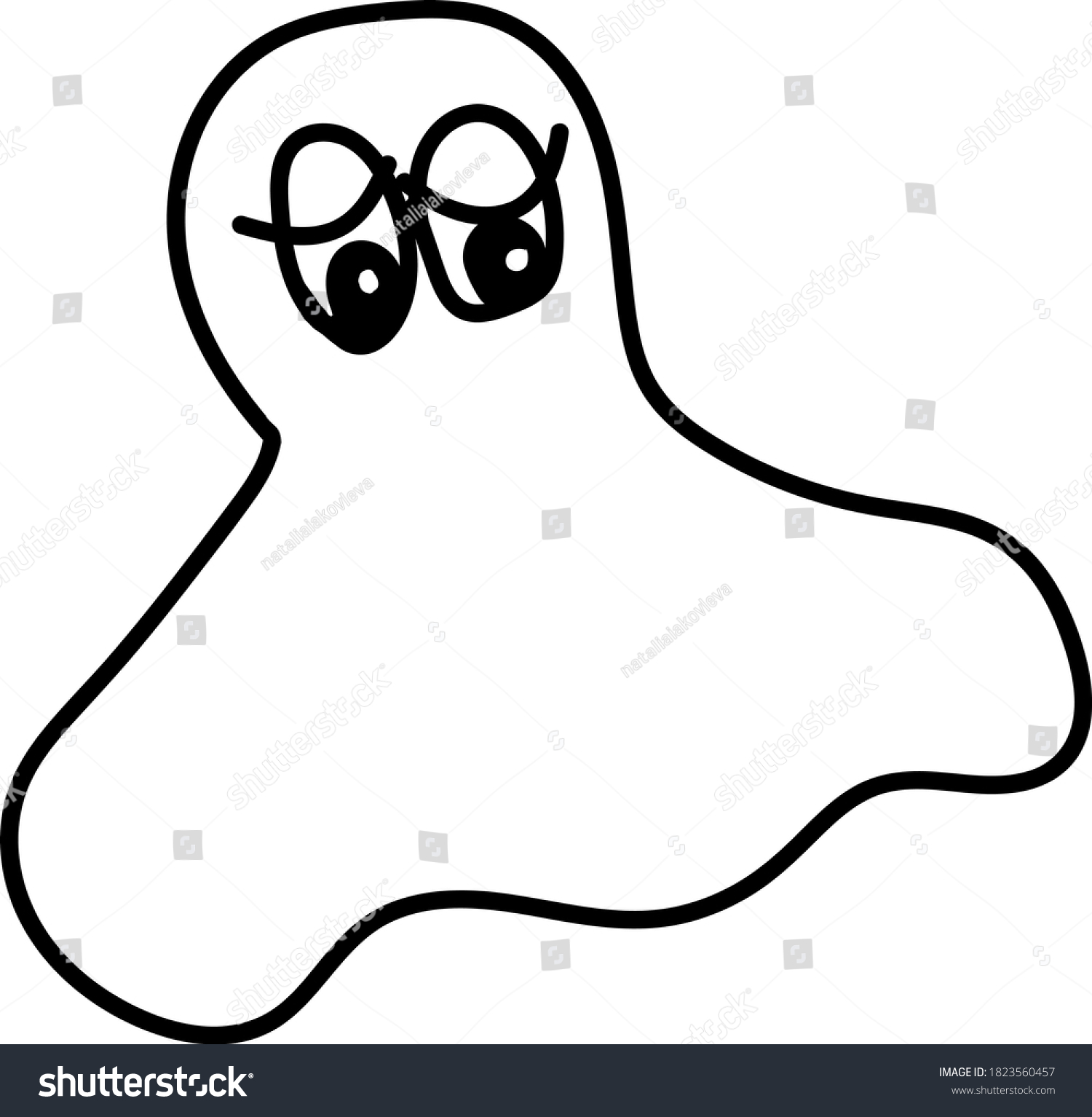 Vector line drawing of a cartoon Ghost with - Royalty Free Stock Vector ...