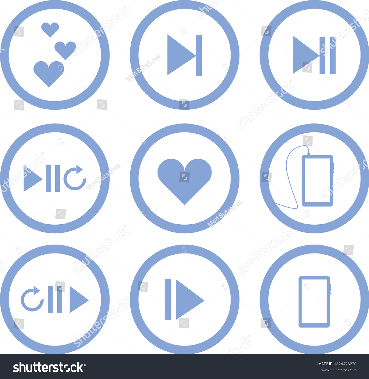 Blue circle icons. Blue icons play/pause music - Royalty Free Stock ...