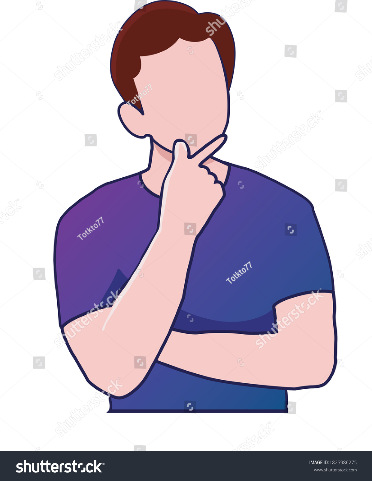 thinking man man template without face vector - Royalty Free Stock ...
