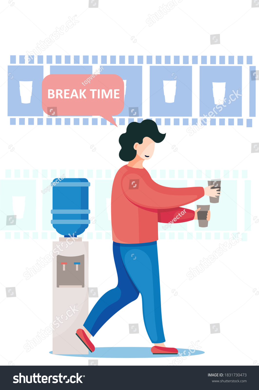 Office worker taking short coffee break, - Royalty Free Stock Vector ...