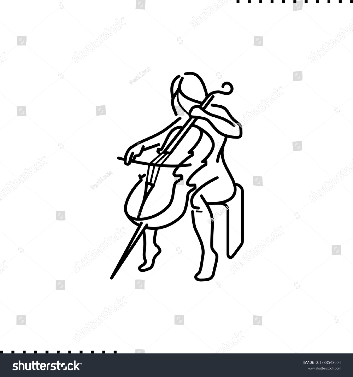 Contrabass player vector icon in outline - Royalty Free Stock Vector ...