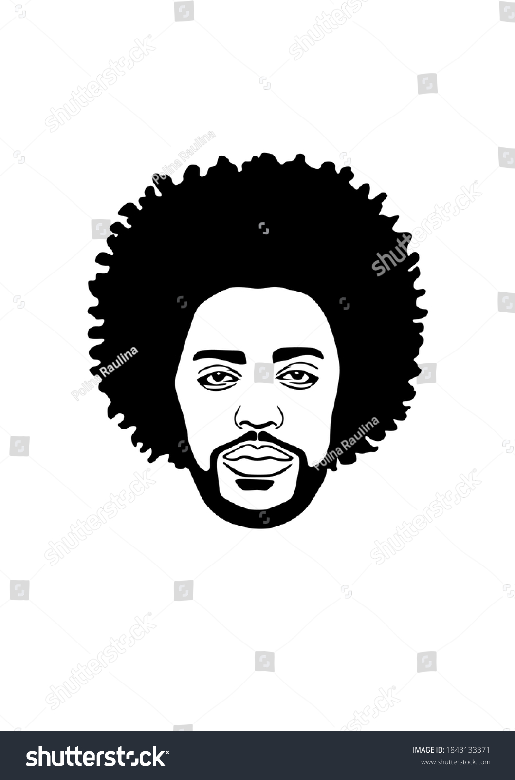 Black Afro African American Male Face Portrait Royalty Free Stock