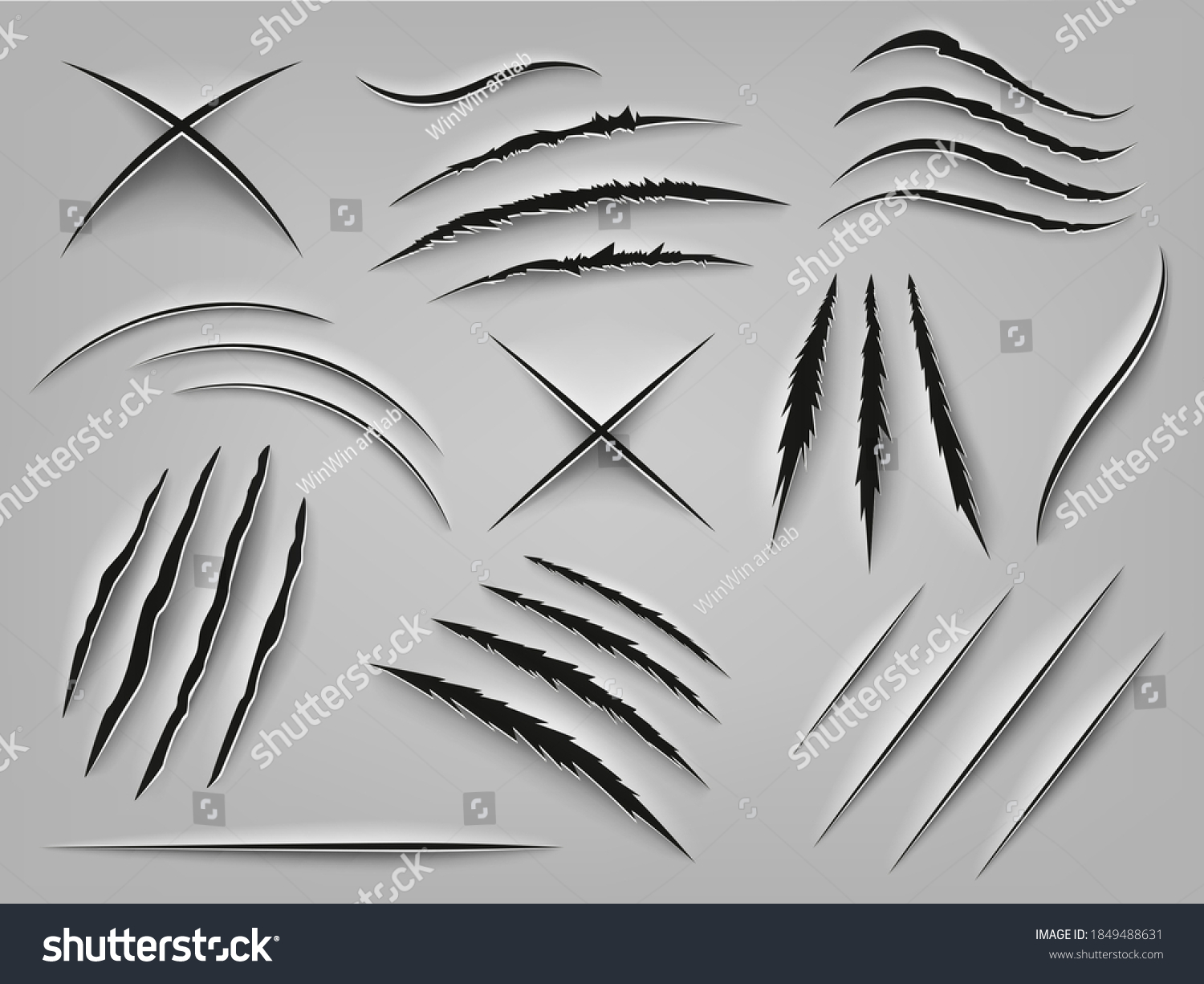 Realistic claw scratch. Paper cut and scratch - Royalty Free Stock ...