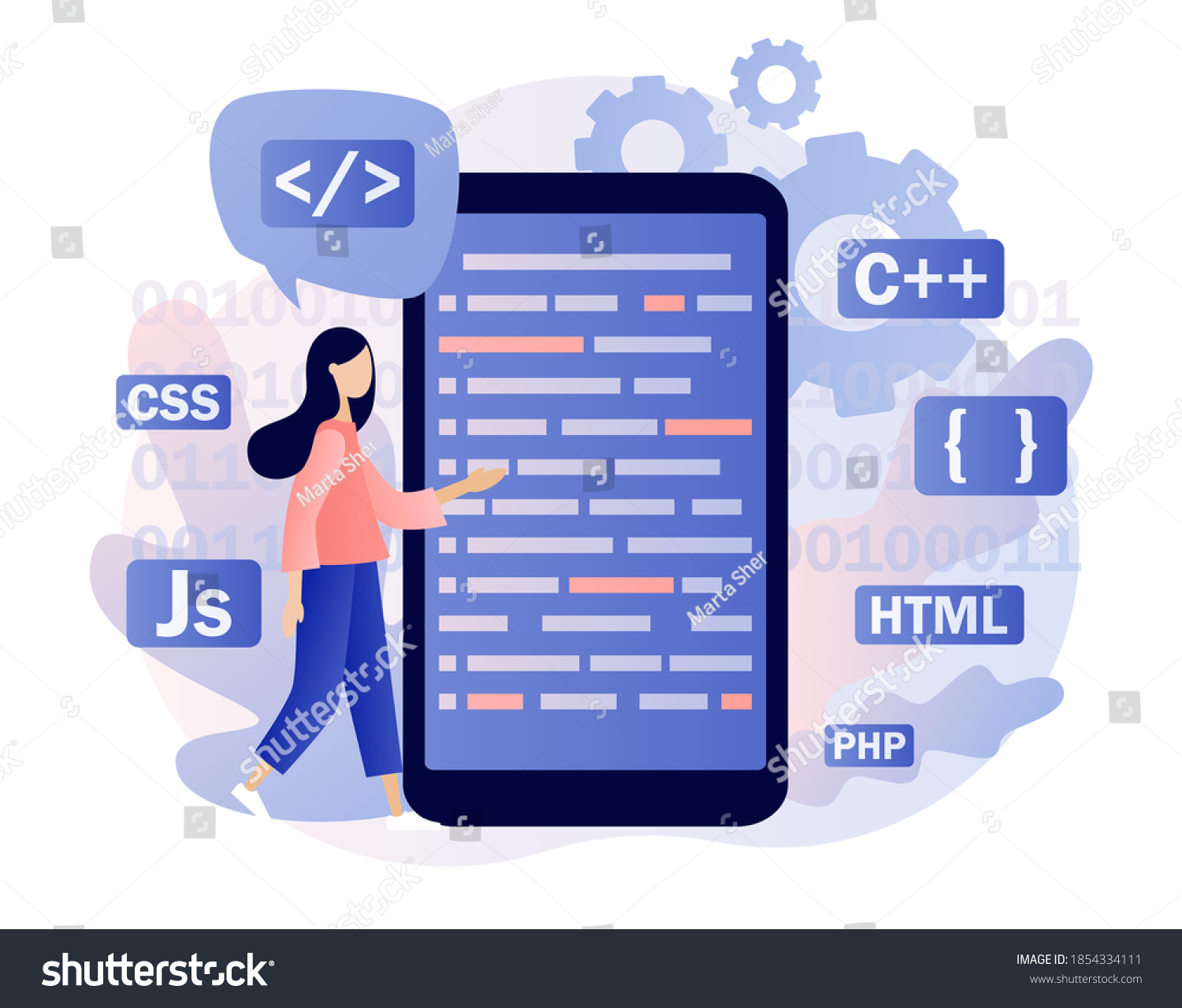 Programming And Engineering Development Tiny Royalty Free Stock Vector 1854334111